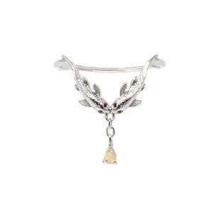 NASI SILVER Two Wishes Wishbone Ring- Opal, Silver - Gray