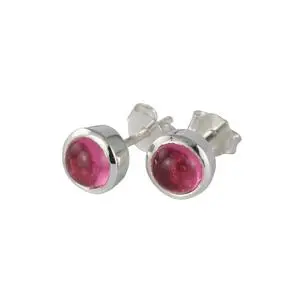 THE JEWELLERY STORE LONDON Silver / Orange October Birthstone Earring Studs- Pink Tourmaline Gemstone In Silver - Silver/orange