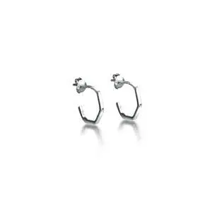 THE JEWELLERY STORE LONDON Hexagonal Hoop Earrings In Sterling - Silver
