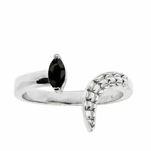 NASI SILVER Croctail Marquise Ring- Onyx- Silver - Black