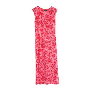 L2R THE LABEL Printed Mesh Maxi Dress With Shoulder Pads And Side Slits