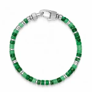 NIALAYA JEWELRY Green / Silver Green Aventurine Heishi Bracelet - Green/silver