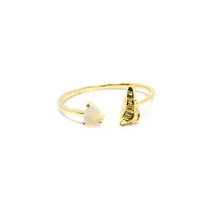 NASI SILVER Shell Sedef Ring- Opal, Gold - White