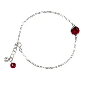 THE JEWELLERY STORE LONDON Silver / Red Garnet Chain Bracelet In Sterling Silver - Silver/red