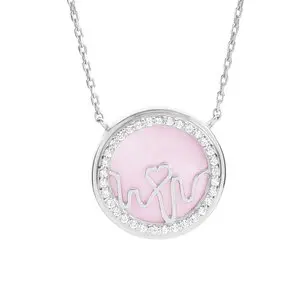 BLOOMTINE | EARTH ANGEL HQ Loves Frequency™ Pink Quarts Heart Necklace Limited Edition - Silver