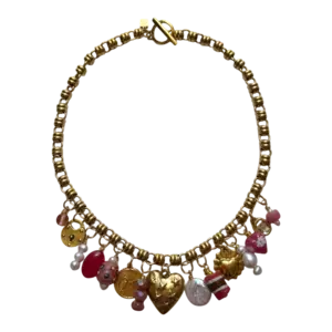 SCCOLLECTION Mae & Pearl Charm Necklace - Pink