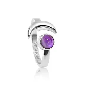 THE JEWELLERY STORE LONDON Adjustable February Birthstone Ring In Sterling -amethyst - Silver