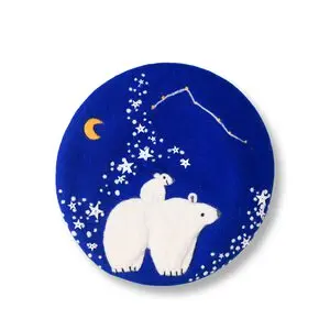 HEARTFELT LAYERS Polar Bear Constellation Beret Hand Felted Animal Themed Hat - Blue