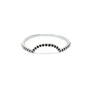NASI SILVER Black / Silver Ora Half Eternity Ring- Onyx- Silver - Black/silver
