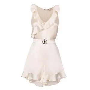 ANSE VICTORIN Amélie Silk Jumpsuit Cream - White