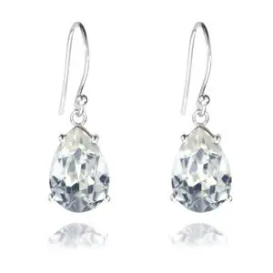 THE JEWELLERY STORE LONDON Pear Shaped Crystal Earrings In Sterling - Silver