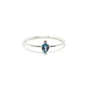 NASI SILVER Pear Atarah Ring- Topaz & White Topaz- Silver - Blue