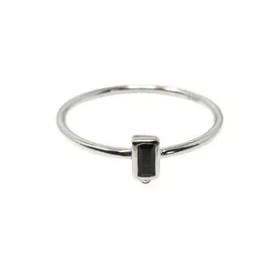NASI SILVER Baguette Level Ring- Onyx, Silver - Black