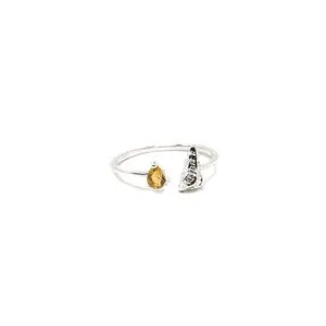 NASI SILVER Shell Sedef Ring- Citrine - Silver
