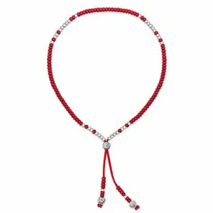 NIALAYA JEWELRY Red / Silver Red Beaded String Bracelet In Silver - Red/silver