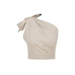 THISISU COLLECTION Neutrals Sandy Crop Top Natural - Beige