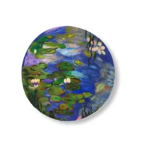 HEARTFELT LAYERS Monet Water Lilies Hand Felted Wool Beret - Blue