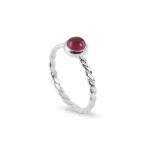 THE JEWELLERY STORE LONDON Silver / Red July Birthstone Ring In Sterling Silver- Ruby - Silver/red