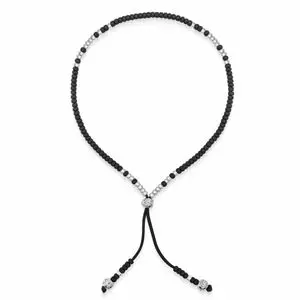 NIALAYA JEWELRY Black / Silver Black Beaded String Bracelet In Silver - Black/silver