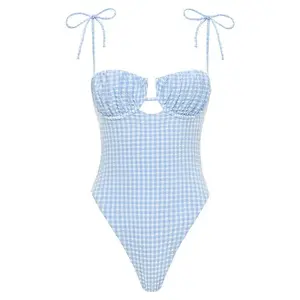 MONTCE Peri Micro Gingham Petal One-piece - Blue