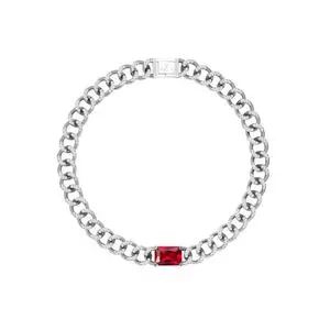 Arte Madrid Pet It On Cuban Chain Choker Necklace Ruby - Red