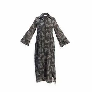 REISTOR Animal Print Shirt Dress - Black