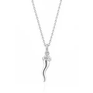 UNALOE Sterling Italian Horn Necklace With Sculptural Hat Detail - Silver