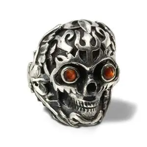 THE JEWELLERY STORE LONDON Mystic Sun Skull Ring With Sunstone In Sterling - Silver