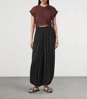 ALLSAINTS Satin Mira Cropped T-shirt - Red