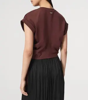 ALLSAINTS Satin Mira Cropped T-shirt - Red