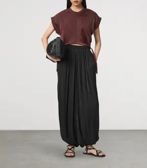 ALLSAINTS Satin Mira Cropped T-shirt - Red