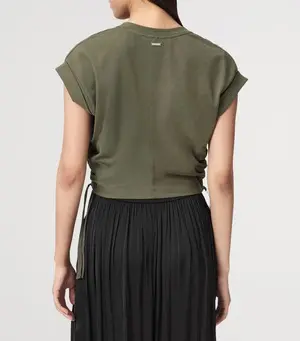 ALLSAINTS Satin Mira Cropped T-shirt With Drawcords - Green