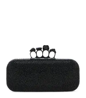 Alexander McQueen Long Crystal-embellished Knuckle Clutch Bag - Black