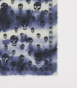Alexander McQueen Modal-silk Tie-dye Skull Scarf - Blue
