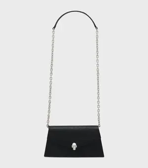 Alexander McQueen Mini Croc-embossed Skull Shoulder Bag - Black