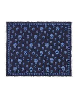 Alexander McQueen Modal-silk Skull Scarf - Blue