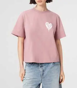 ALLSAINTS Organic Cotton Dripping Heart Logo T-shirt - Pink
