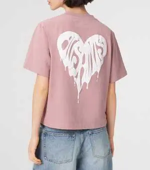 ALLSAINTS Organic Cotton Dripping Heart Logo T-shirt - Pink