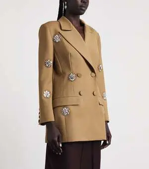 Huishan Zhang Wool Embellished Double-breasted Blazer