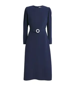 EDELINE LEE Belted A-line Midi Dress - Navy