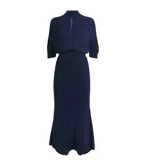 EDELINE LEE Knitted Emmeline Midi Dress - Navy
