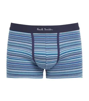 Paul Smith Stretch-organic Cotton Signature Stripe Trunks - Navy