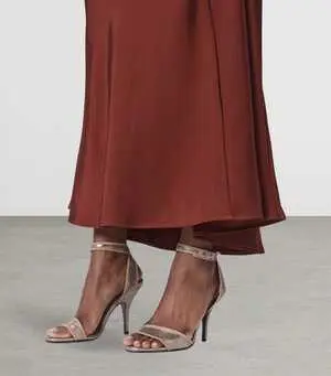 ALLSAINTS Metallic Leather Vera Heeled Sandals
