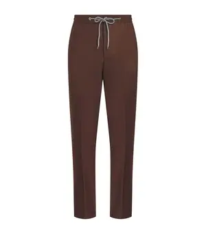 Corneliani Virgin Wool-blend Slim Tailored Trousers - Brown