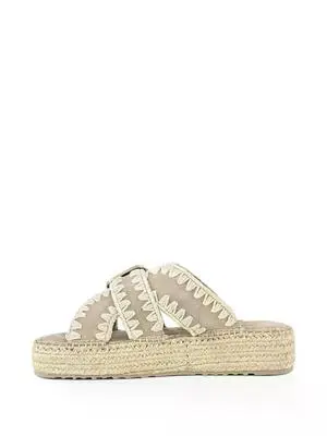 Mou Crochet-stitch Buckled Sandals