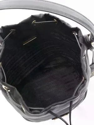Prada 2020s Re-edition 1978 Two-way Leather-trims Bucket Bag - Black