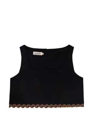 MOUTAKI Scalloped-edge Cropped Top - Black