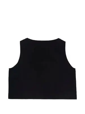 MOUTAKI Asymmetric-hem Cropped Top - Black