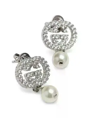 Gucci Interlocking G Pearl-pendant Earrings - Silver