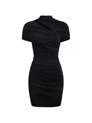 Balmain Draped Jersey Bodycon Dress - Black
